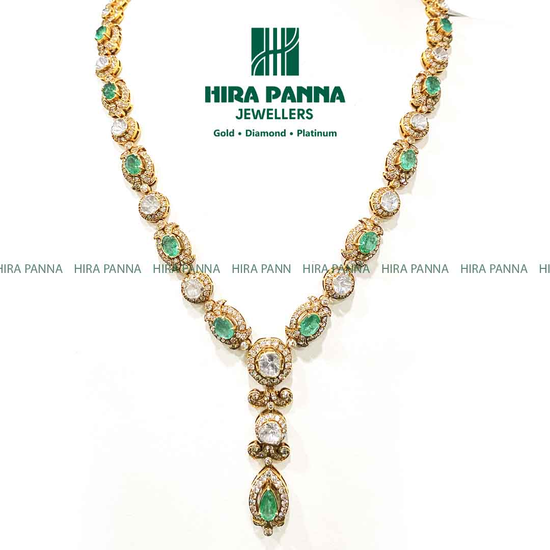 Victorian Single Line & Emerald Triple Cut Diamond Neckwear – Hirapanna ...