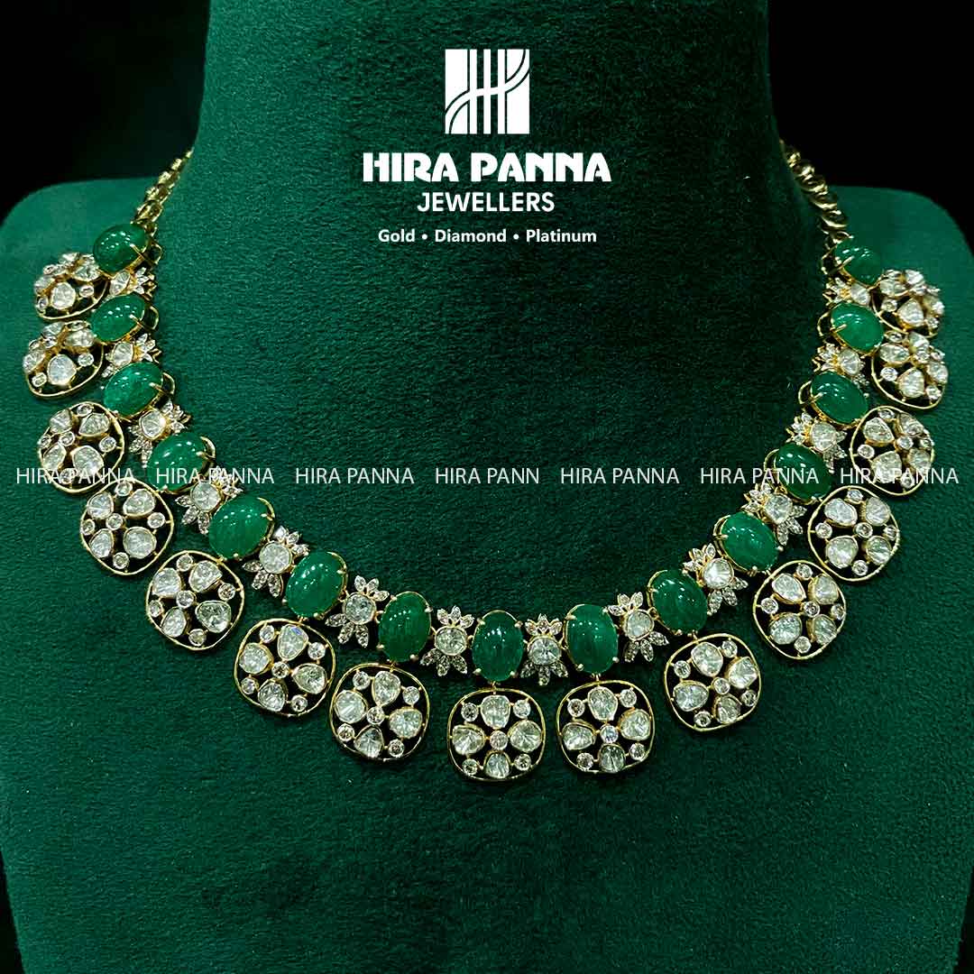 Fancy Emerald Oval Triple Cut Diamond Neckwear – Hirapanna Jewellers