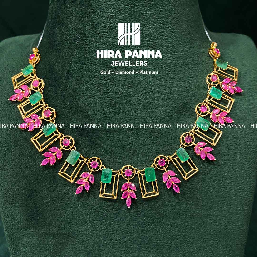 Fancy Ruby & Emerlad Neckwear – Hirapanna Jewellers