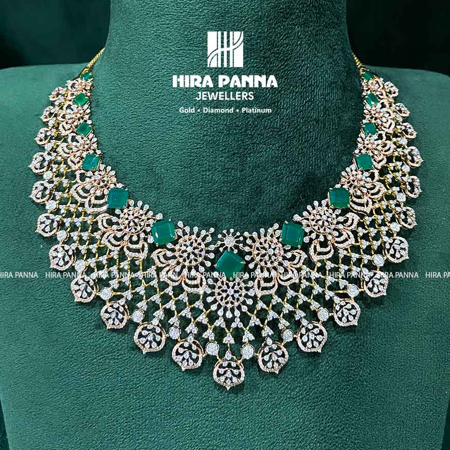 Open Setting Emerald Diamond Neckwear – Hirapanna Jewellers