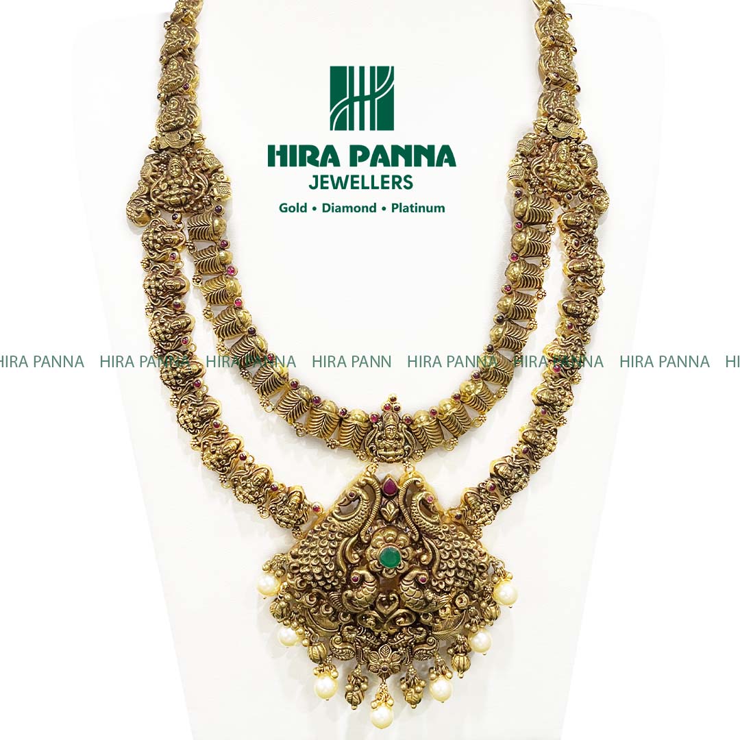 Antique Two Steps Peacock & Lakshmi Haram – Hirapanna Jewellers