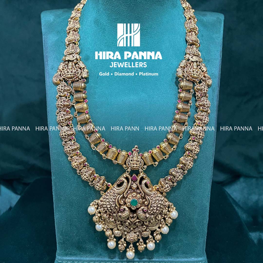 Antique Two Steps Peacock & Lakshmi Haram – Hirapanna Jewellers