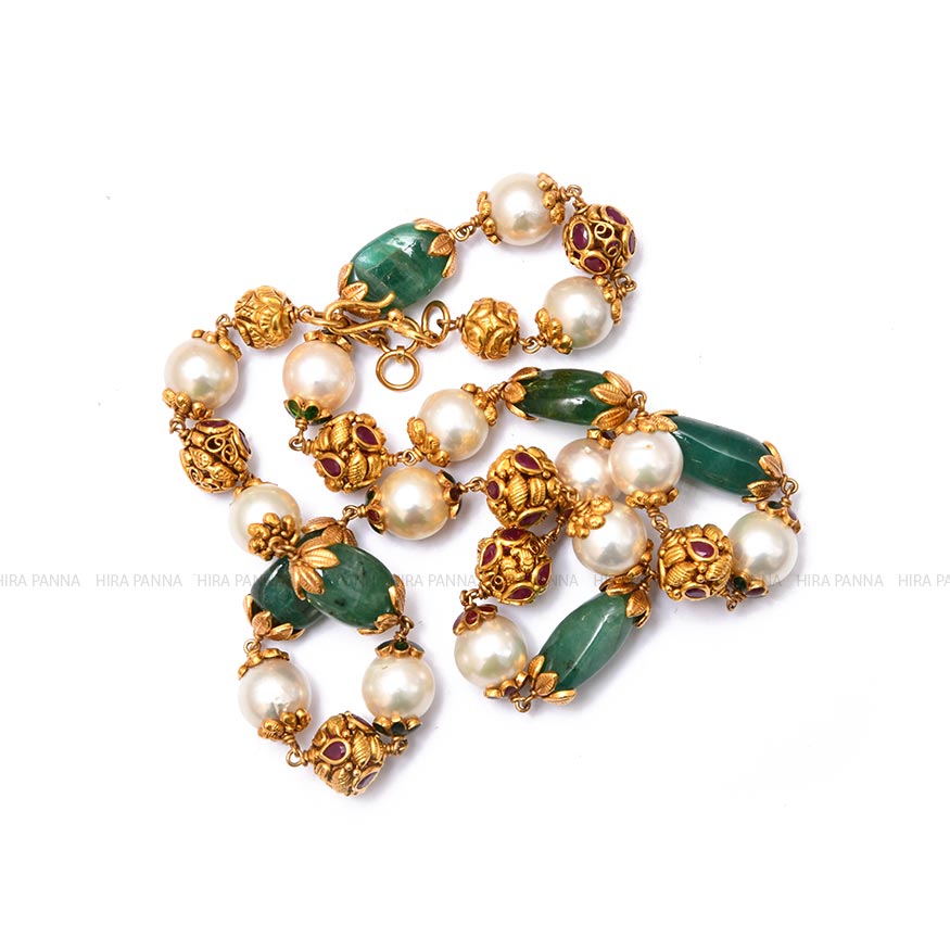 Antique Emerald Fancy Mala – Hirapanna Jewellers