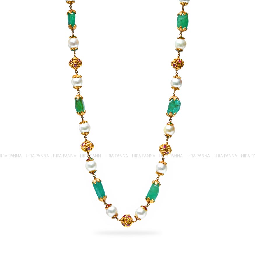 Antique Emerald Fancy Mala – Hirapanna Jewellers