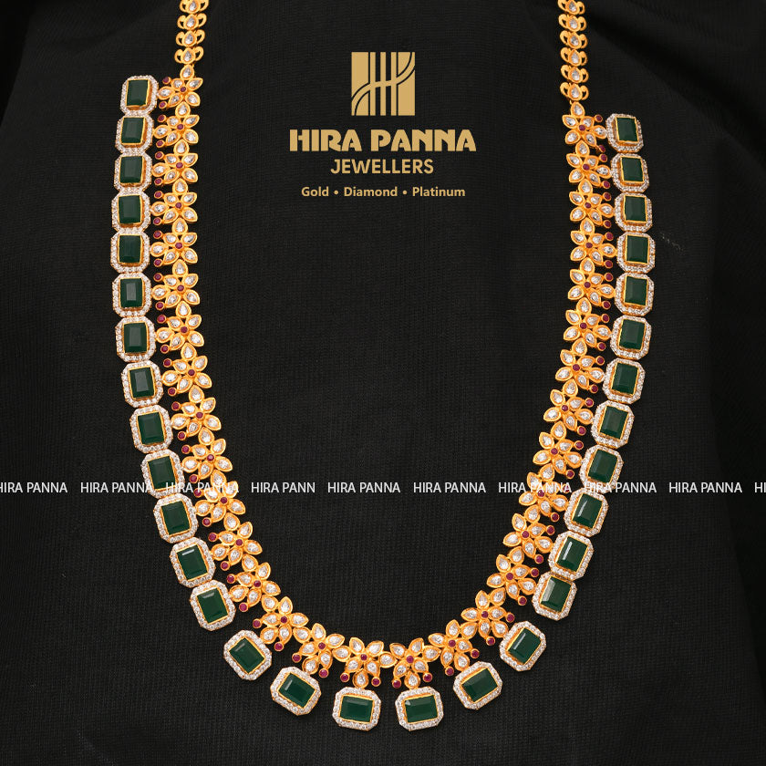 Fancy Emerald Pachi Neckwear (2 in 1 Vaddanam) – Hirapanna Jewellers